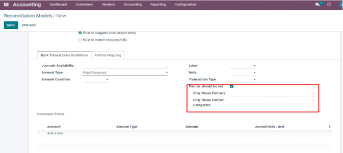 Reconciliation models in Odoo - Target Integration