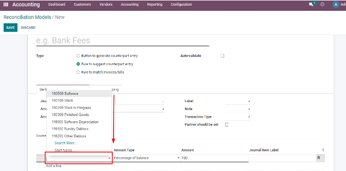 Reconciliation models in Odoo - Target Integration